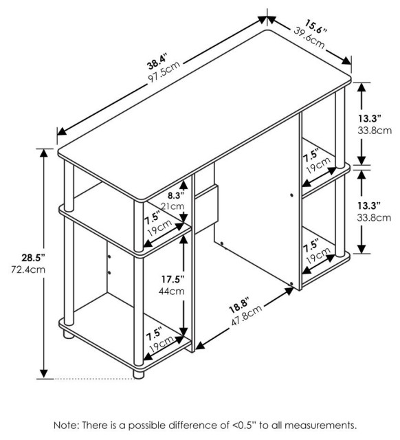 Furinno 15112 JAYA Compact Computer Study Desk, Americano, Stainless ...