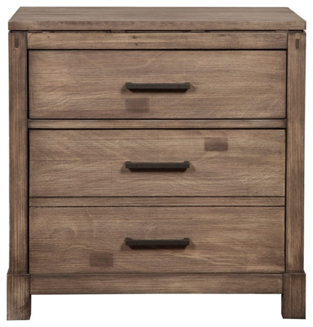 Alpine Furniture Sydney 2 Drawer Wood Nightstand in Weathered Gray - Transitional - Nightstands ...