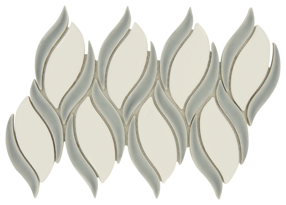 7"x11.25" Lumiere Leaf Glossy Porcelain Tile, 7"x11.25" - Contemporary ...