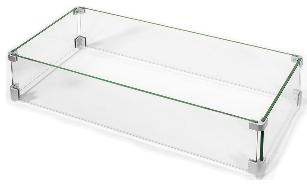35"x21" Glass Wind Guard for Rectangular Fire Tables - Modern - Fire ...