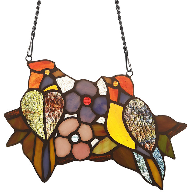 Lighting Wren Animal Tiffany-Glass Window Panel 9" Wide - Victorian ...