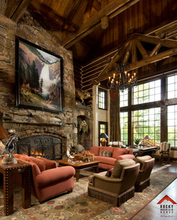 Rocky Mountain Homes-Private Rustic Ranch - Living Room - Other - by ...