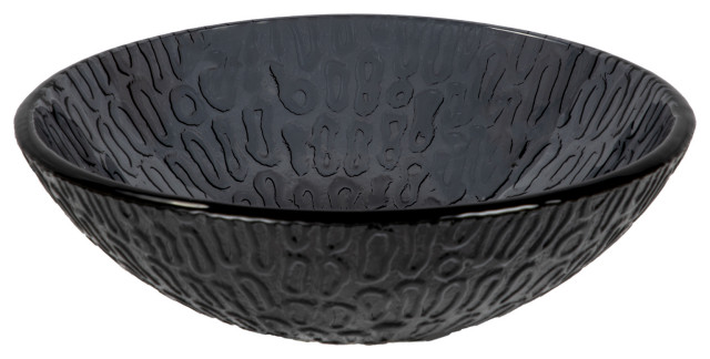 Eden Bath EB_GS43 Round Freeform Hoops Glass Vessel Sink In Charcoal ...