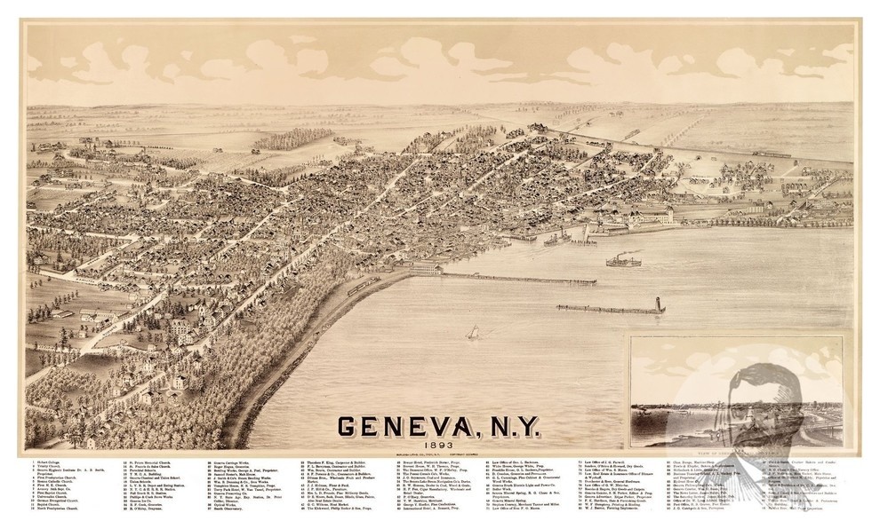 Old Map of Geneva New York 1893, Vintage Map Art Print, 12"x18 ...