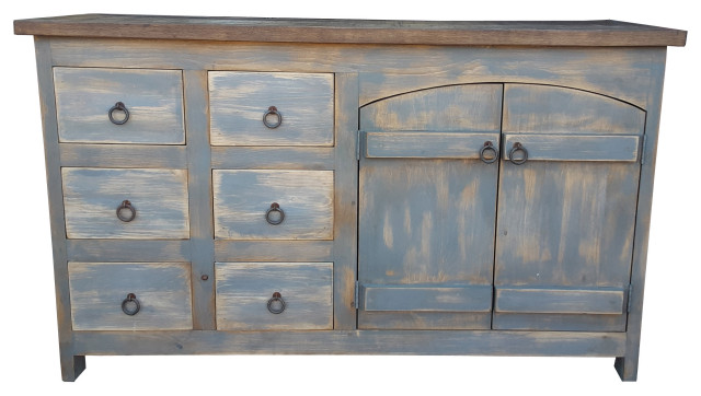 Crusaders Rustic Gray Washed Bathroom Vanity, 60x20x32 - Farmhouse ...