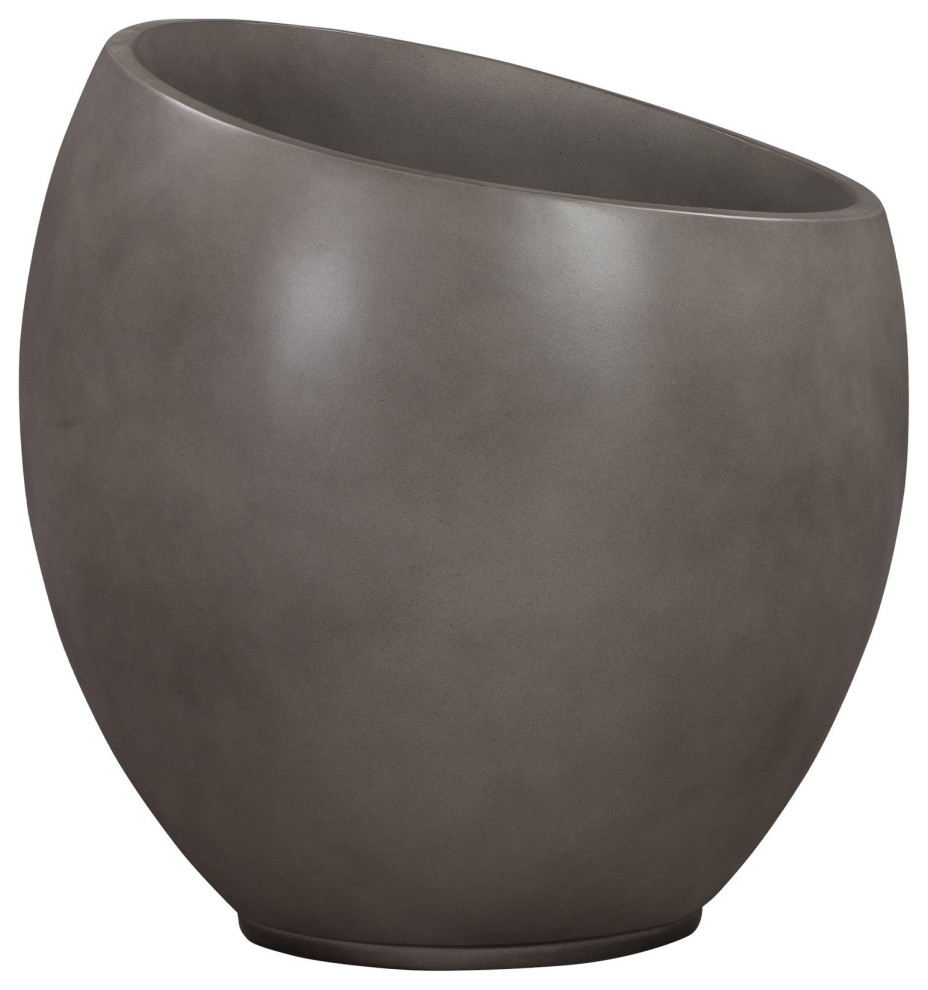 Benzara BM285313 Large Indoor Outdoor Planter, Slanted, Concrete ...