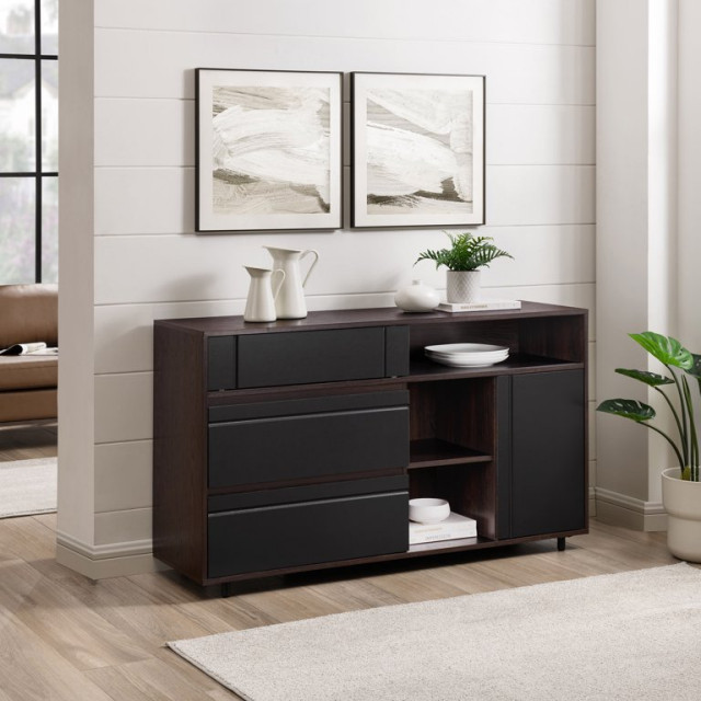 Contemporary Sideboard, Multiple Drawers & Plenty Storage Space, Dark ...