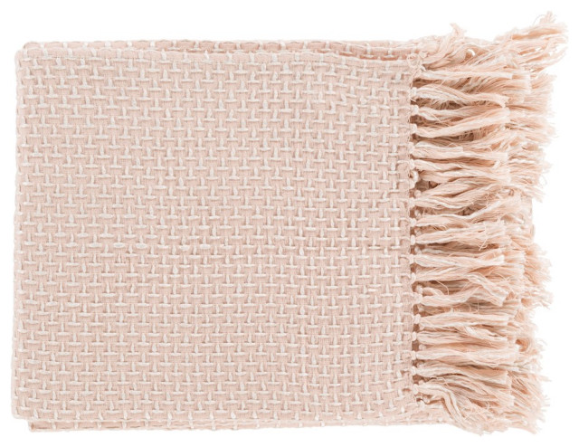 Tierney by Surya Throw Blanket, Pale Pink/White - Contemporary - Throws ...