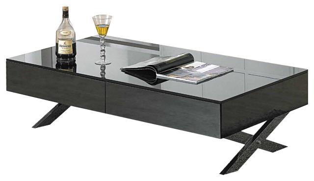 High Gloss Coffee Table With Reflective Glass - Contemporary - Coffee Tables - by CII | Houzz