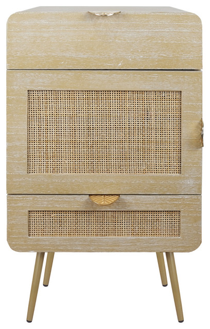 Wooden Nightstand Bedside Table With Metal Feet Natural - Tropical - Nightstands And Bedside ...