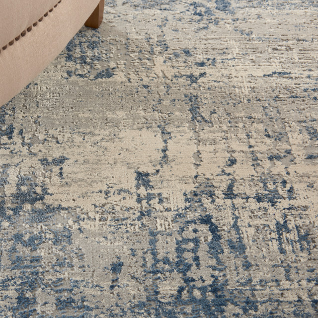 Nourison Home 3'11"x5'11" Rustic Textures RUS10 Blue & Gray Abstract ...