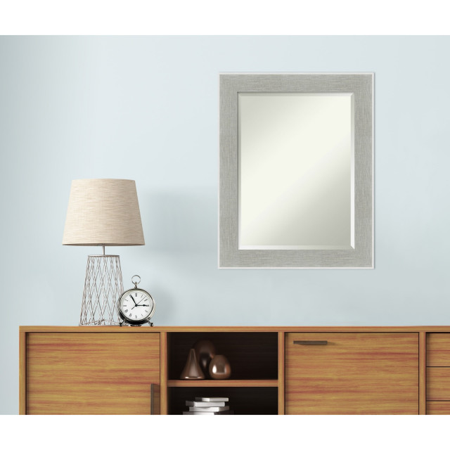 Glam Linen Grey Bathroom Vanity Wall Mirror, 23"x29" - Farmhouse ...