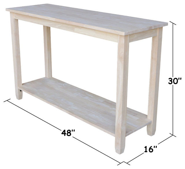 Traditional Console Table, Hardwood Construction With Bottom Shelf ...