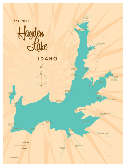 Lakebound Hayden Map Art Print, 9"x12" - Contemporary - Fine Art Prints ...