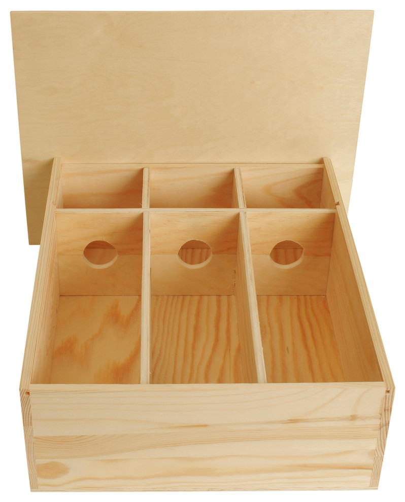 Wood Triple Wine Box With Sliding Lid - Contemporary - Decorative Boxes ...