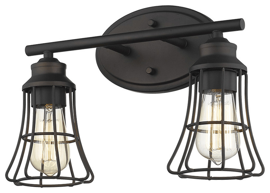 Two Light Bronze Cage Wall Light - Industrial - Wall Sconces - by ...