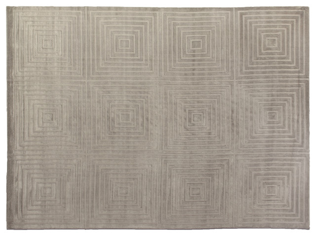 Dove Embossed Hand-Loomed Viscose and Cotton Silver Area Rug, 10'x14 ...