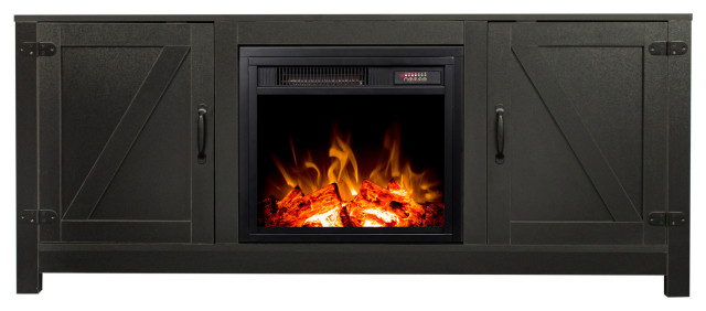 58-inch Freestanding Electric Fireplace with Storage - Transitional ...