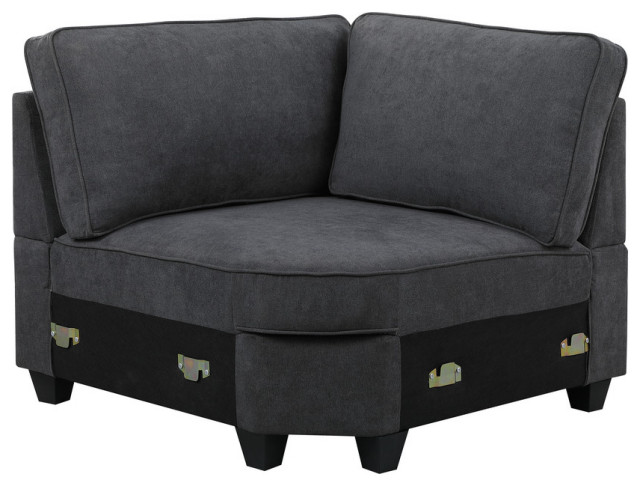 Leo Dark Gray Woven Double Chaise 7-Piece Modular Sectional Sofa ...