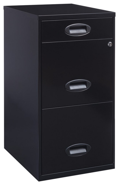 Carell Furniture 3-Drawer Modern Metal File Cabinet with Pencil-Drawer ...