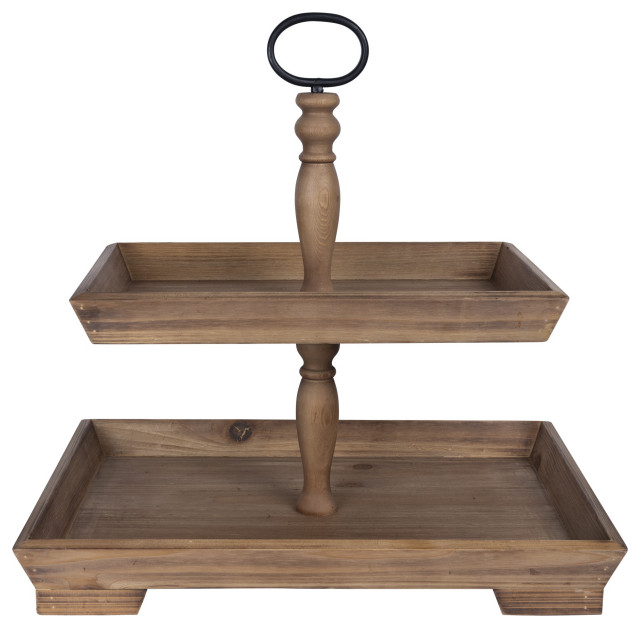 Two Tiered Wooden Serving Stand - Traditional - Serving Trays - by Dot ...