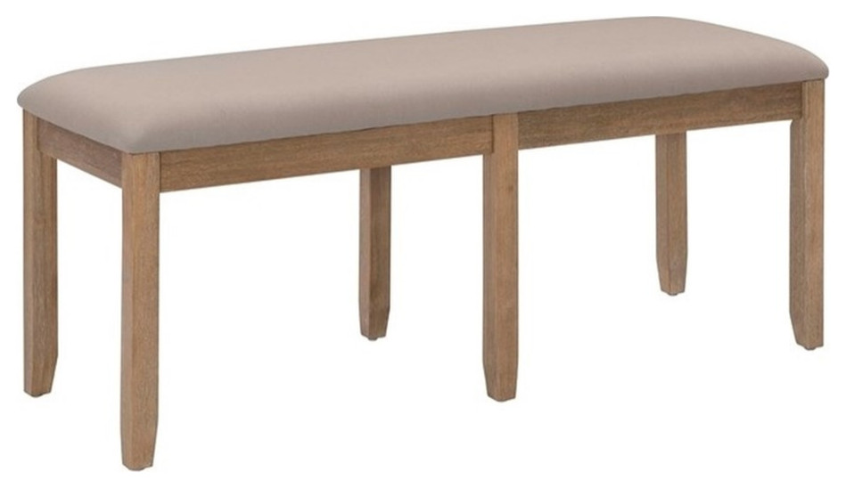Linon Jordan Wood Backless Bench in Washed Gray - Transitional ...