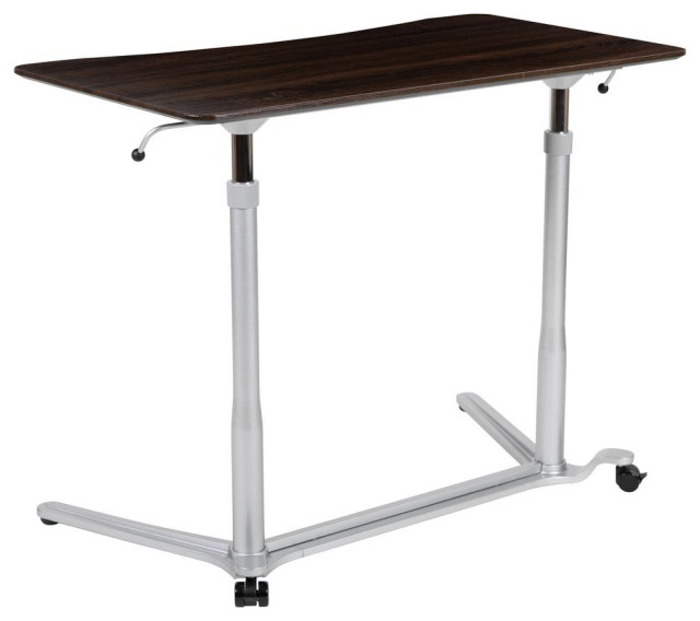 Sit-Down, Stand-Up Dark Wood Grain Computer Ergonomic Desk with 37.375W ...