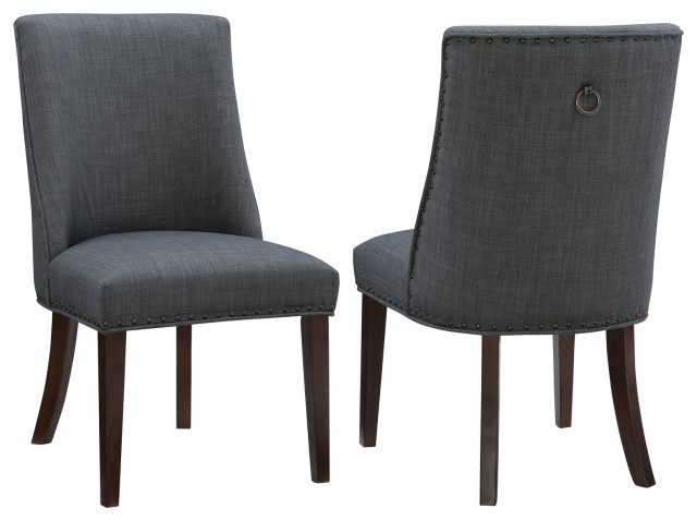2 Pack Dining Chair, Padded Seat & Curved Back With Ring Pull ...