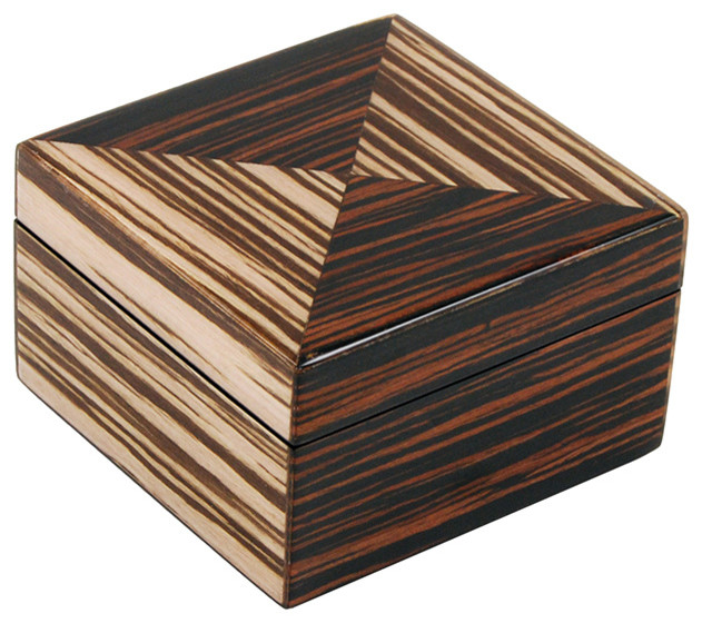 Lacquer Small Square Box, Macassar Ebony Zebra - Contemporary ...