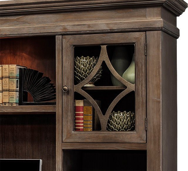 Rustic Wood Hutch With Wood Doors, Storage Hutch, Fully Assembled, Gray ...