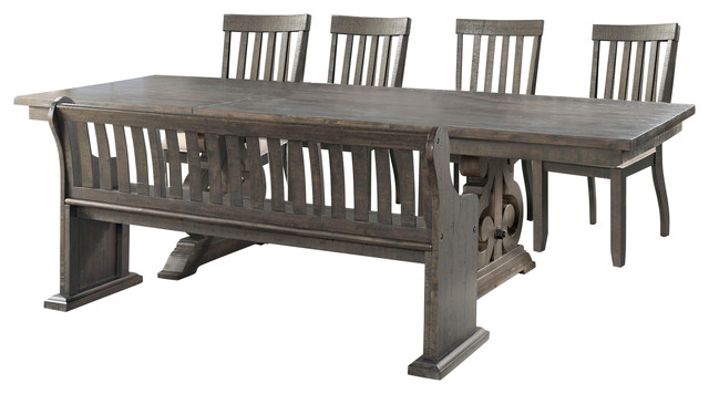 Stanford Dining Table With 4 Side Chairs and Pew Bench - Traditional ...