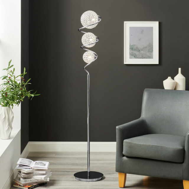 Vertical Crystal Sphere 3 LED Floor Lamp - Contemporary - Table Lamps ...