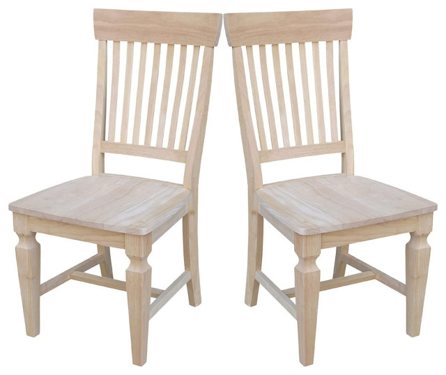 Set of 2 Armless Dining Chair, Wooden Construction With Slatted Back ...