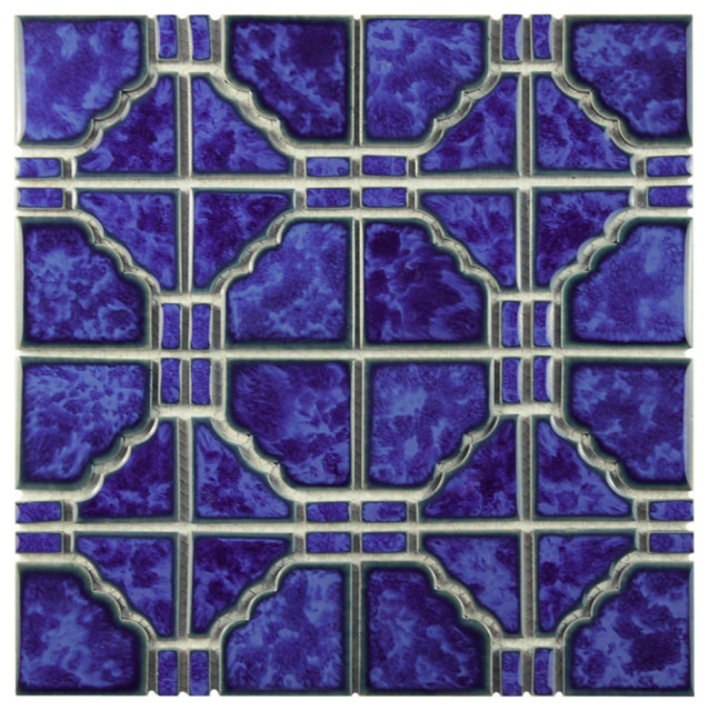 Osaka Porcelain Mosaic Floor and Wall Tile, Blue Cloud, Sample ...