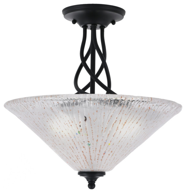 Capri 3-Light Semi-Flush Mount, Matte Black/Frosted Crystal ...