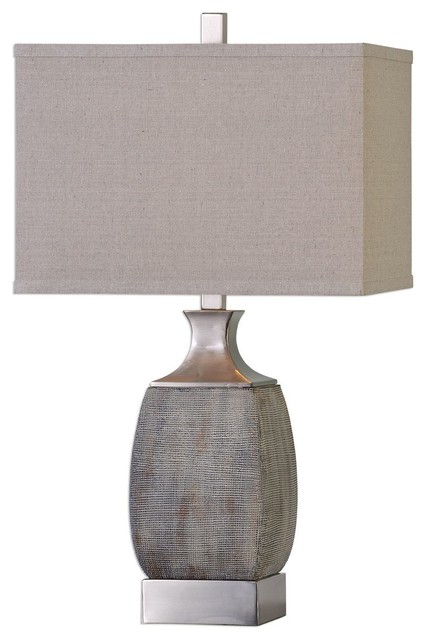 Textured Rust Bronze Gray Table Lamp, Silver Industrial Elegant ...