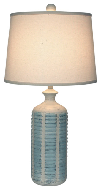 Round Cottage and Atlantic Gray Shutter Table Lamp - Beach Style ...