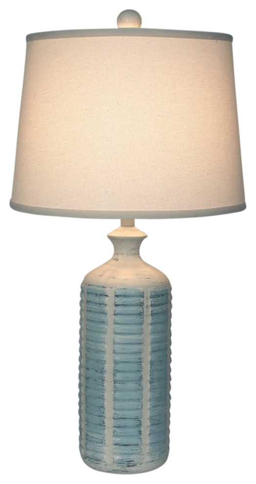 Round Cottage and Atlantic Gray Shutter Table Lamp - Beach Style ...