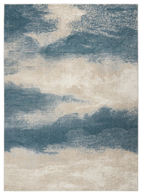 Nourison Maell Ivory/Teal Area Rug, 5'3"x7'3" - Contemporary - Area ...