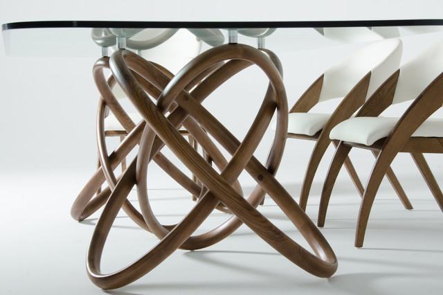 Modrest Mason Modern Glass and Walnut Dining Table - Contemporary ...