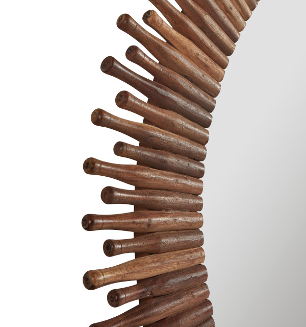 Mirror With Wooden Roller Pin Frame, Large - Rustic - Wall Mirrors - by ...