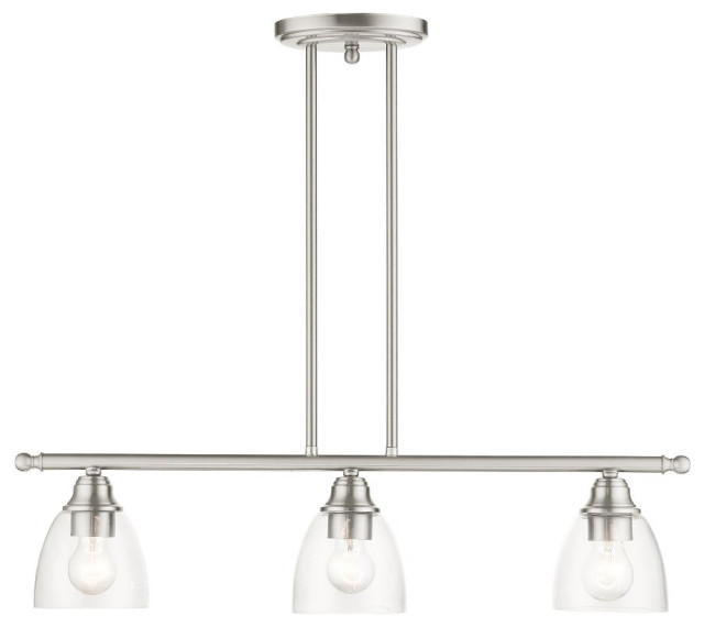 Transitional Three Light Chandelier-Brushed Nickel Finish - Chandelier ...