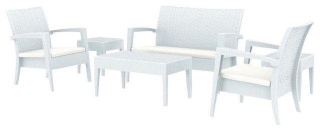 Compamia Miami 6 Piece Resin Patio Conversation Set in Brown ...