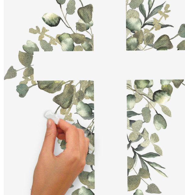 Watercolor Floral Cross Giant Peel and Stick Wall Decals - Contemporary ...
