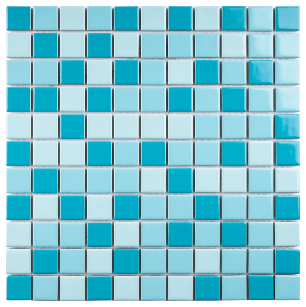 11.75"x11.75" Lisle Grid Mosaic Tile Sheet, Creamy Blue - Contemporary ...