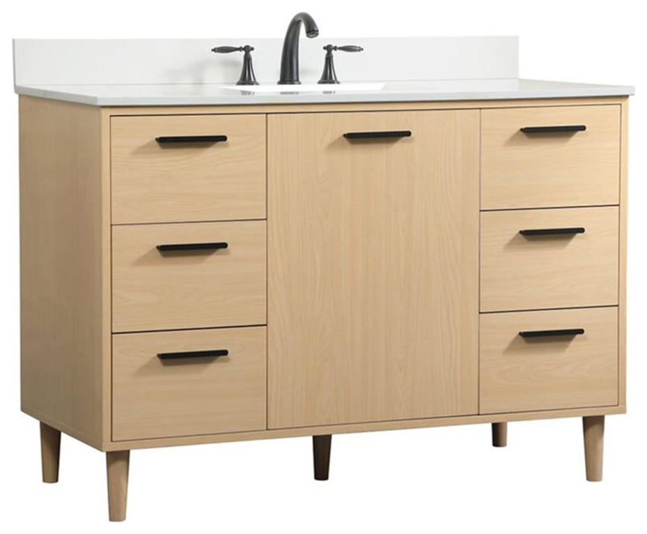 Elegant Decor Baldwin 48" Solid Wood Bathroom Vanity with Backsplash in ...