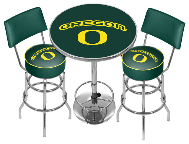 University of Oregon Game Room Combo, 2 Stools With Back and Table, 30 ...