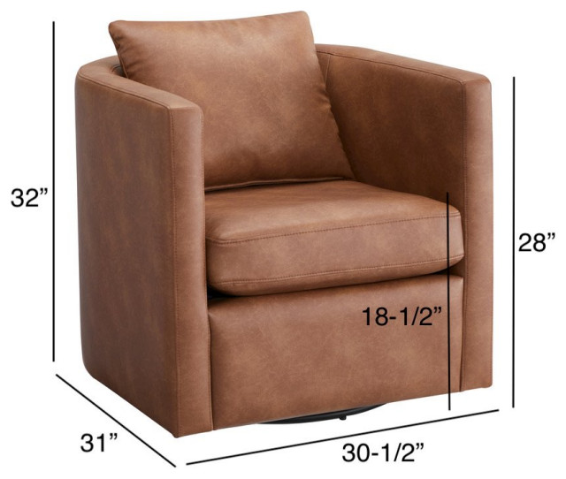 Sheldon Saddle Faux Leather Swivel Barrel Chair - Contemporary ...