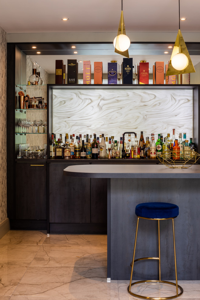 Modern Home Bar with Backlit Splashback in Leeds - Modern - Home Bar ...
