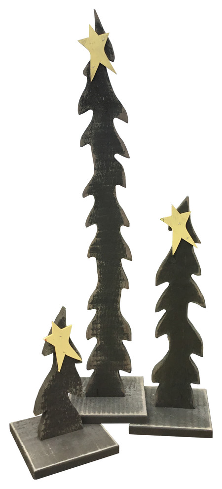 Farmhouse 3-Piece Christmas Tree Set - Rustic - Holiday Accents And ...